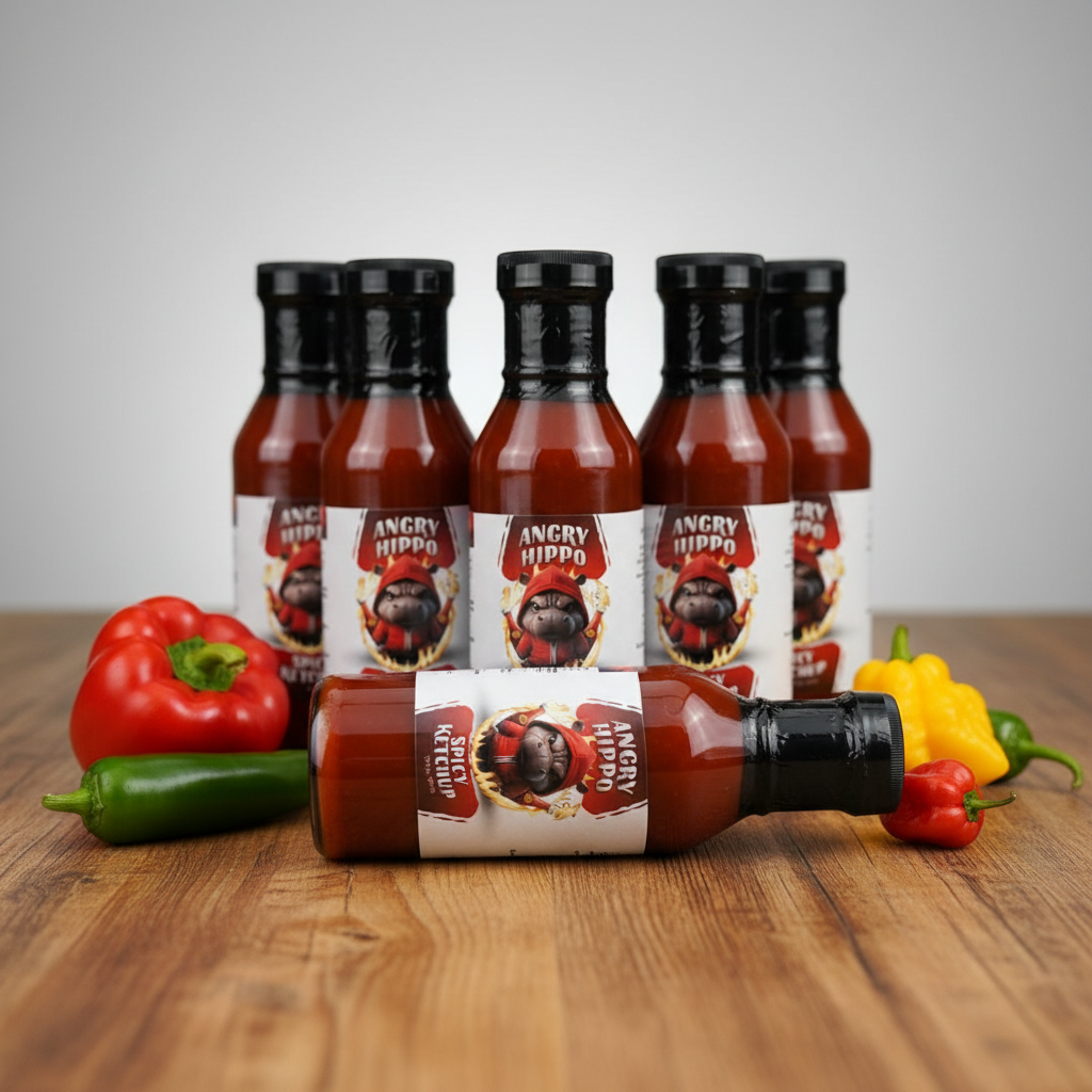 6 Pack Gourmet Spicy Ketchup – Angry Hippo Foods